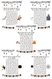 10 Not-So-Scary Halloween Maze Printable Worksheets for Kids